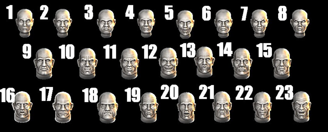 Townfolk Heads (bald) - 28mm - Wargaming - Resin Models - Fine Detail ...