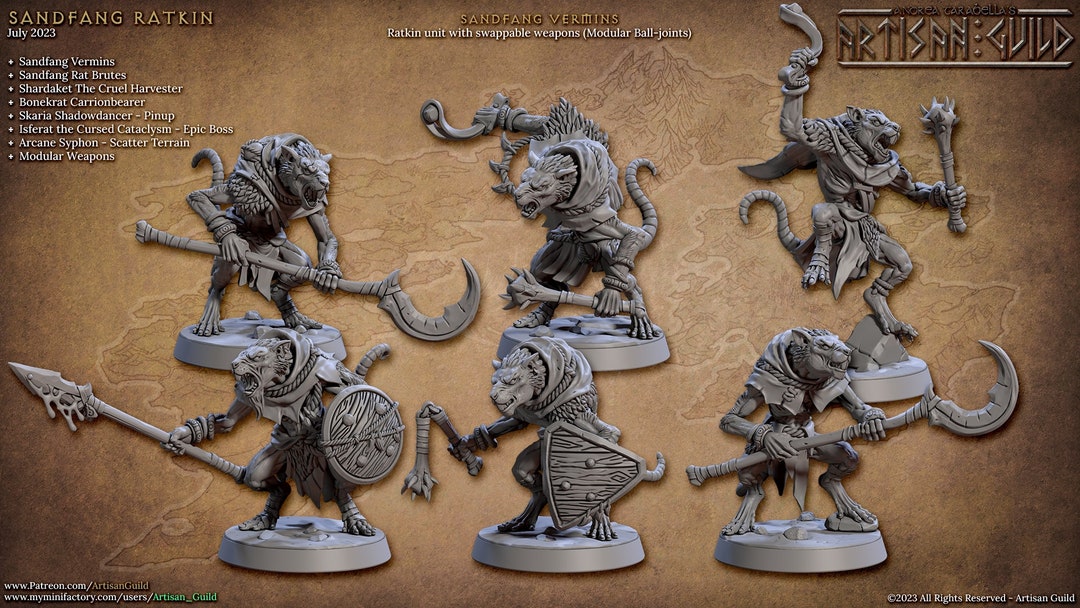 Sandfang Ratkin Vermin - Artisan Guild - Dnd Tabletop Games - Resin ...