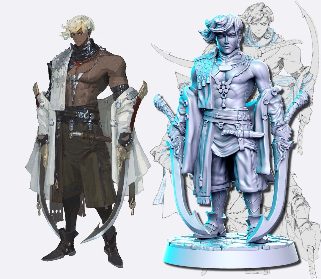 Male Fighter/dual-wield - RN Estudio - Dnd Tabletop Games - Resin ...