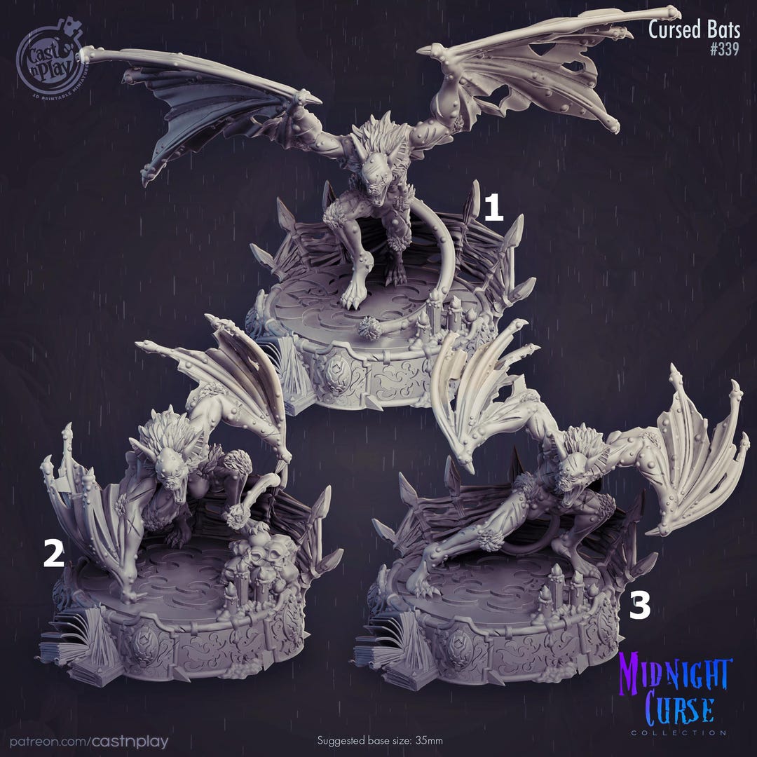 Cursed Bats - Midnight Curse - Cast N Play - Detailed Miniatures ...