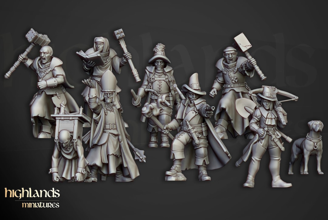 Witch Hunters - Witch Hunter Warband - 32mm/28mm - Ideal for Tabletop ...