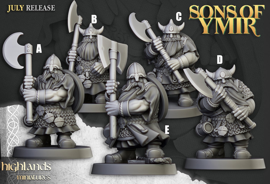 Dwarfs - Two Handed Barbarians - Sons of Ymir - 32mm/28mm - Ideal for ...