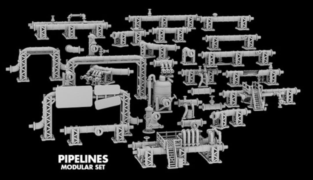 Pipelines - Modular - Scenery - 6mm - Epic - Resin Miniatures - Etsy