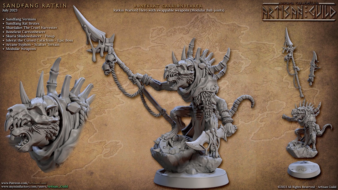 Sandfang Ratkin Bonekrat Carrionbearer - Artisan Guild - Dnd Tabletop ...