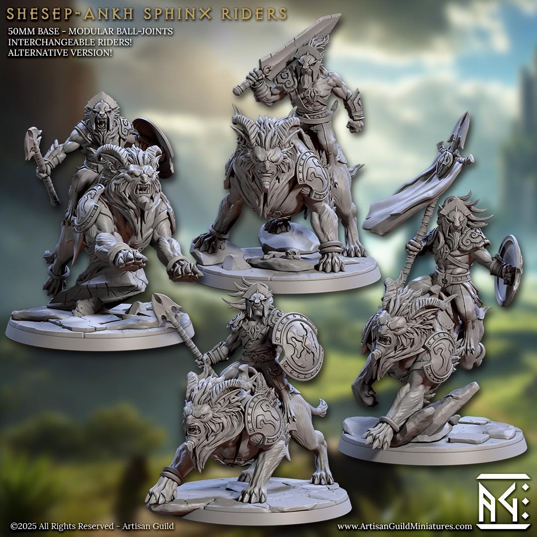 Shesep-ankh Sphinx Riders - Artisan Guild - Dnd Tabletop Games - Resin ...