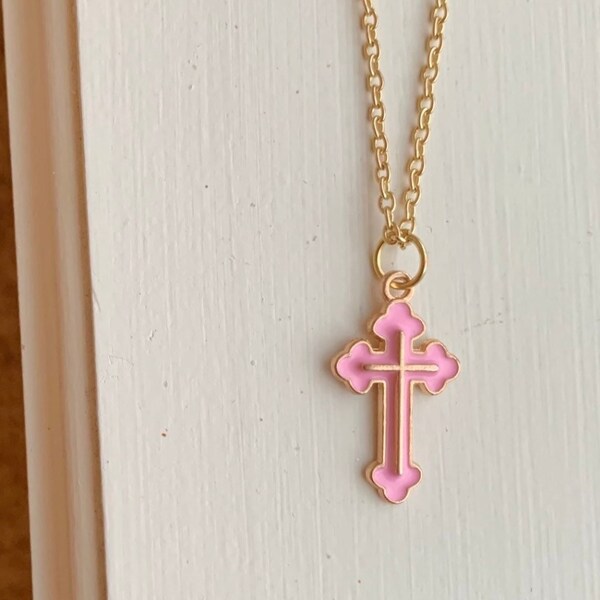 Pink Cross Necklaces - Etsy