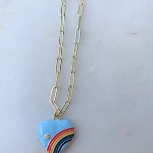 Preppy Rainbow Heart Necklace - Etsy