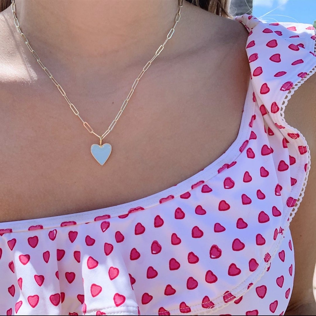 Preppy Heart Paperclip Chain Necklace - Etsy