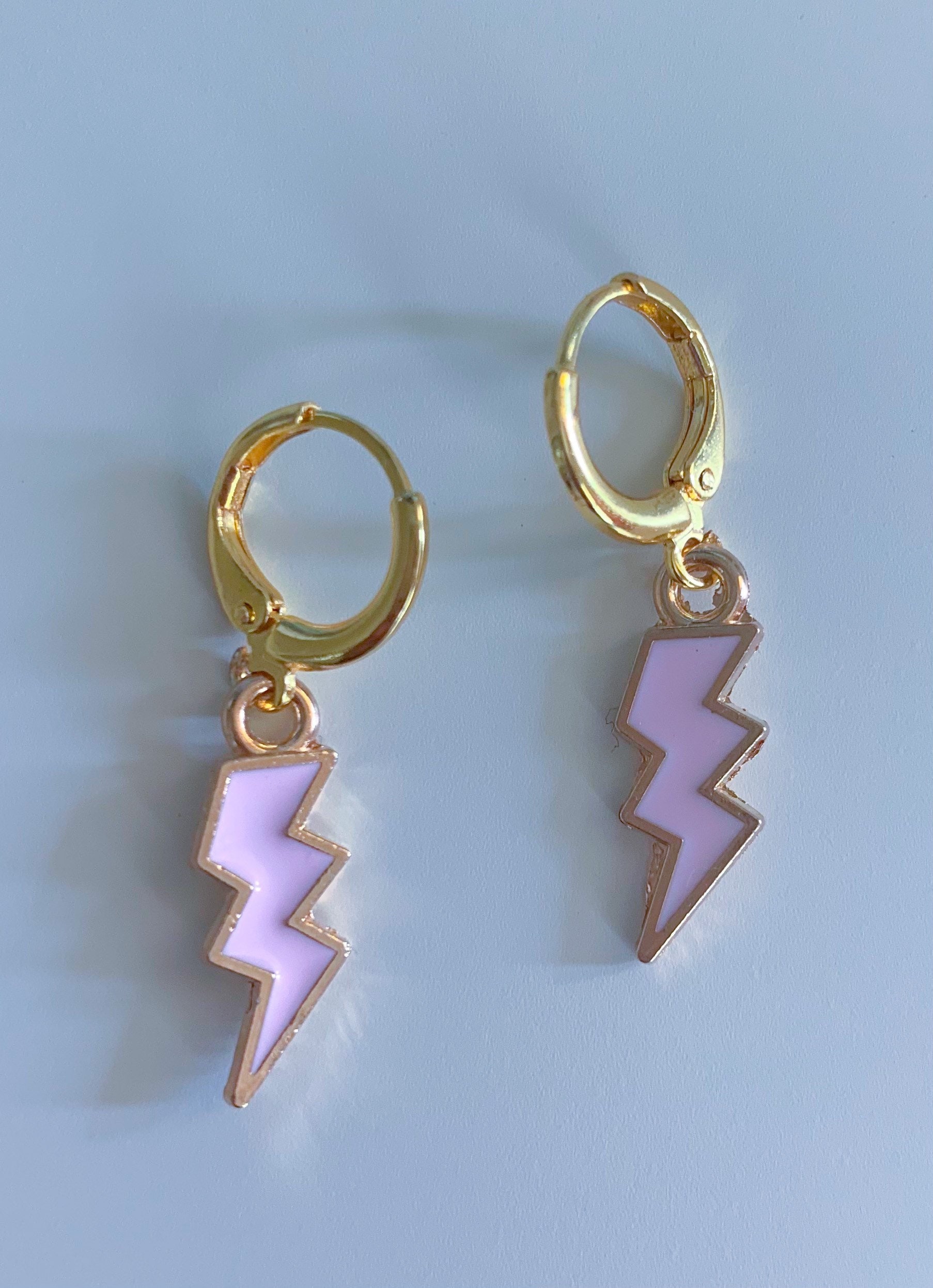 Preppy Lightning Bolt Huggies Earrings | Etsy