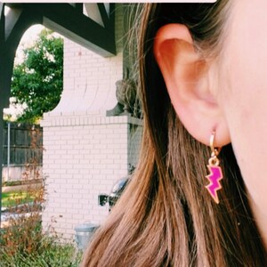 Preppy Lightning Bolt Huggies Earrings - Etsy