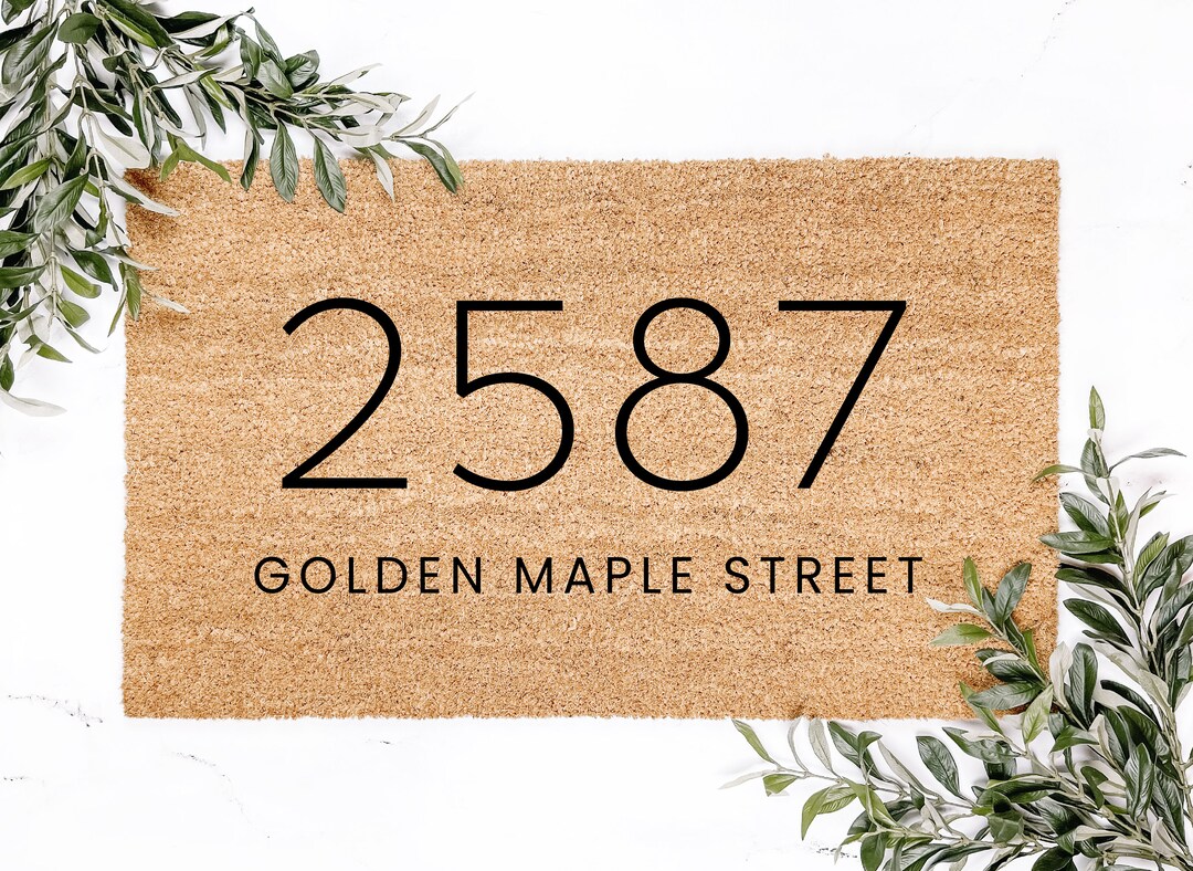 Custom Modern House Number Address Doormat, Customized Doormat, Last ...
