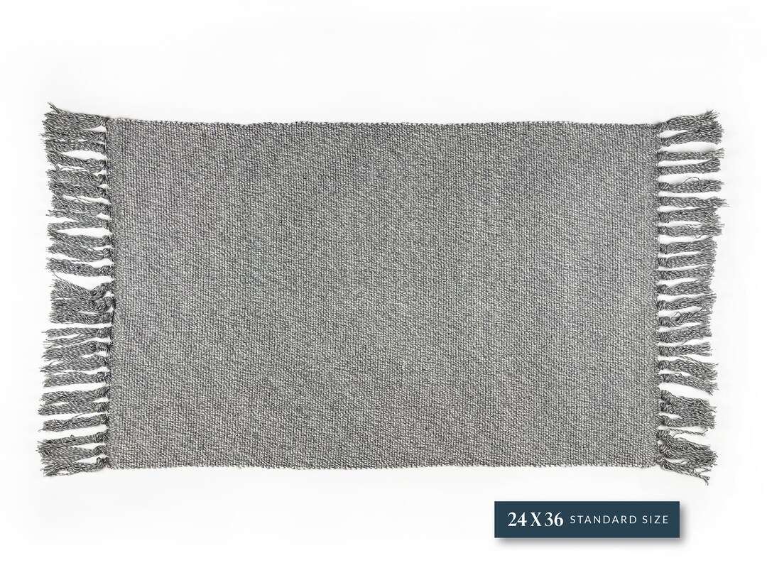Black and Grey Chunky Tasseled Indoor/outdoor Rug Layering Rugs 24 X 36 ...