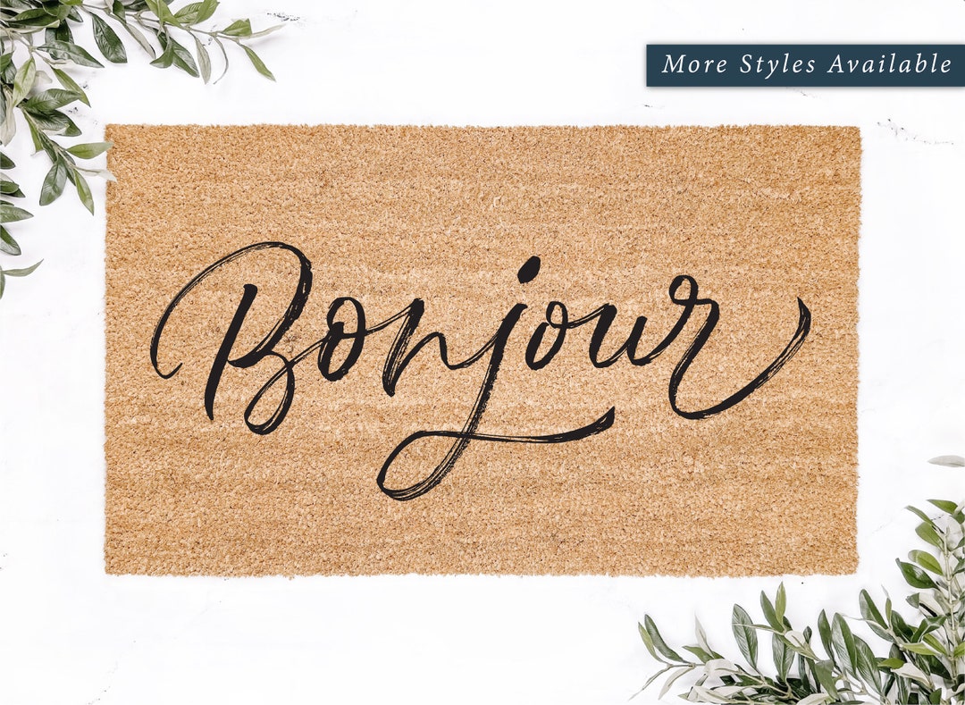 Bonjour Doormat: French Welcome Mat, Porch Decor - Etsy