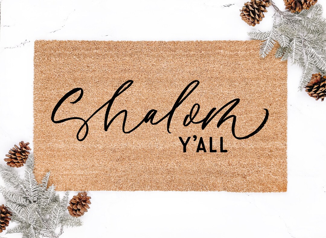 Shalom Y'all Modern Script Doormat, Hanukkah Decor, Hanukkah Gifts ...