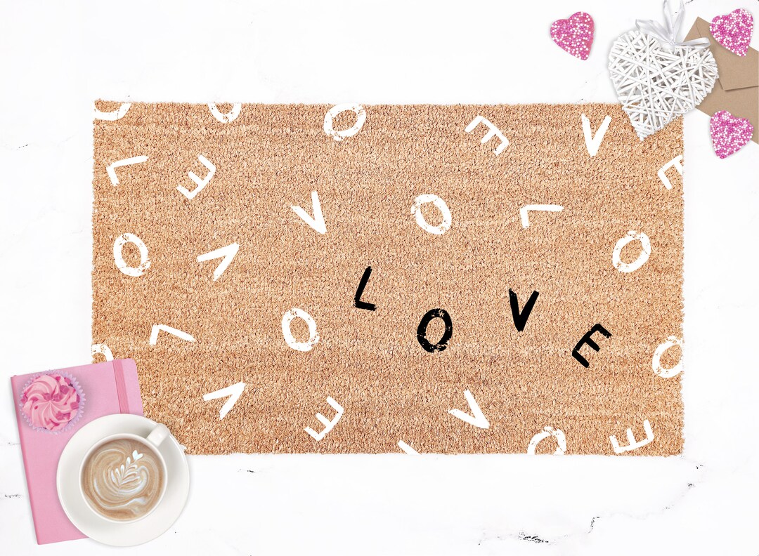 L-O-V-E Patterned Doormat: Valentines Welcome Mat - Etsy
