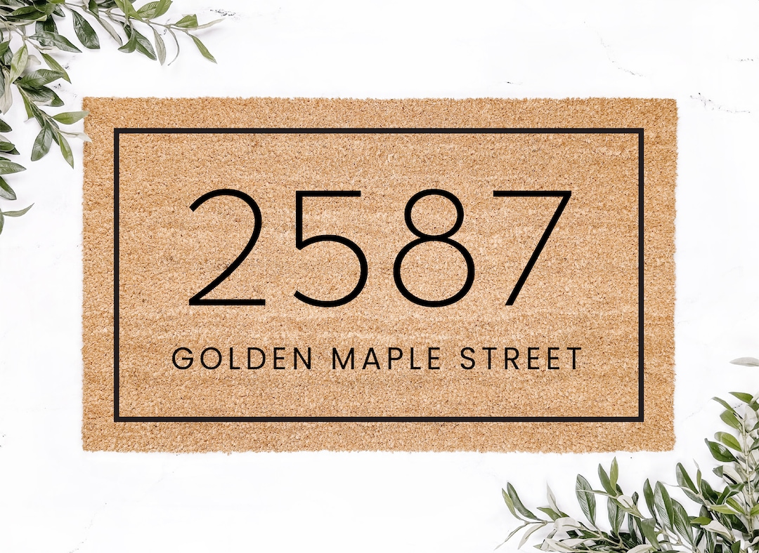 Custom Address Doormat: Modern House Number Welcome Mat - Etsy