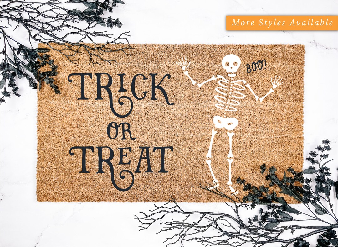 Skeleton Halloween Doormat: Trick or Treat Welcome Mat - Etsy