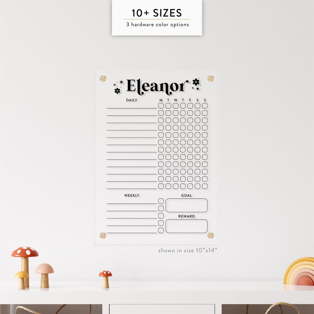 Personalized Acrylic Chore Chart With Hobby Embellishments, Dry Erase ...