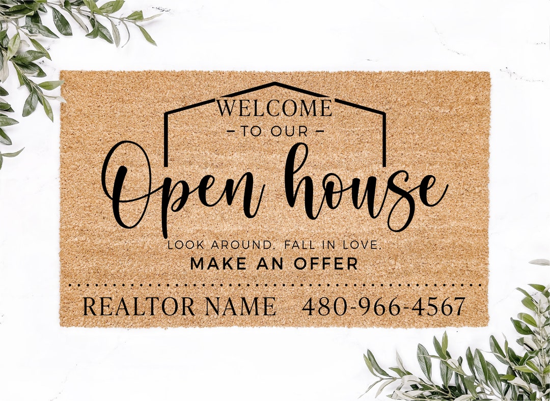 Open House Doormat: Realtor Client Gift, Custom Welcome Mat - Etsy