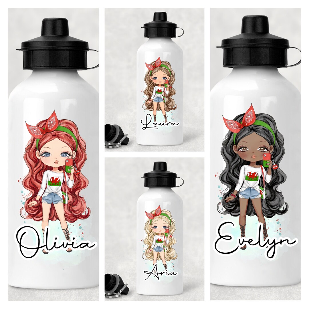 Personalised Water Bottle, Wales Girl's Drinks Bottle, Wales World Cup ...