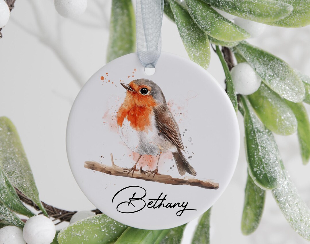 Personalised Robin Memorial Bauble, in Loving Memory Christmas Tree ...