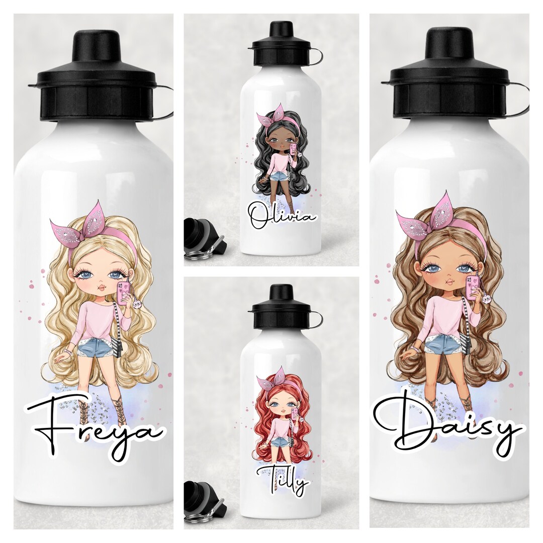 Personalised Water Bottle, Flower Girl Drinks Bottle, Teenage Girl ...