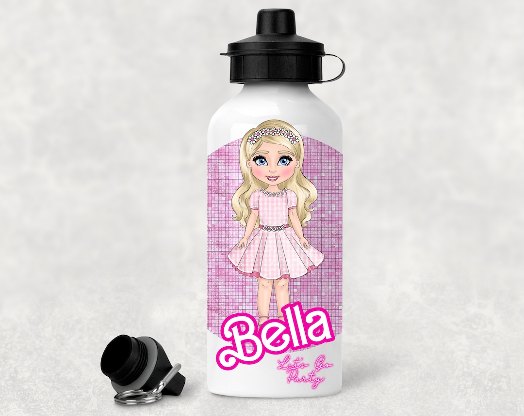 Personalised Pink Doll Water Bottle, Girl Bottle, Doll Movie ...