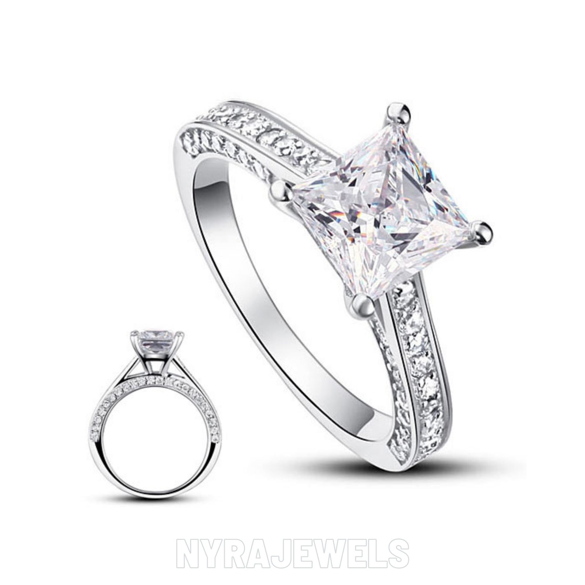 Princess Cut Engagement Ring 3 Ct Princess Solitaire Ring Princess ...