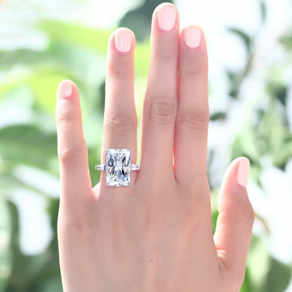 Rectangle Cut Diamond Ring - Etsy