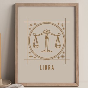 LIBRA PRINTABLE ART, Zodiac Gift, Constellation Wall Decor, Astrology ...