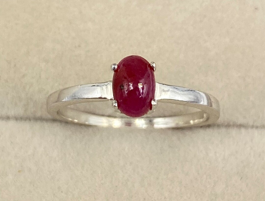 Natural Star Ruby Ring Sterling Silver Ring Cabochon Stone - Etsy