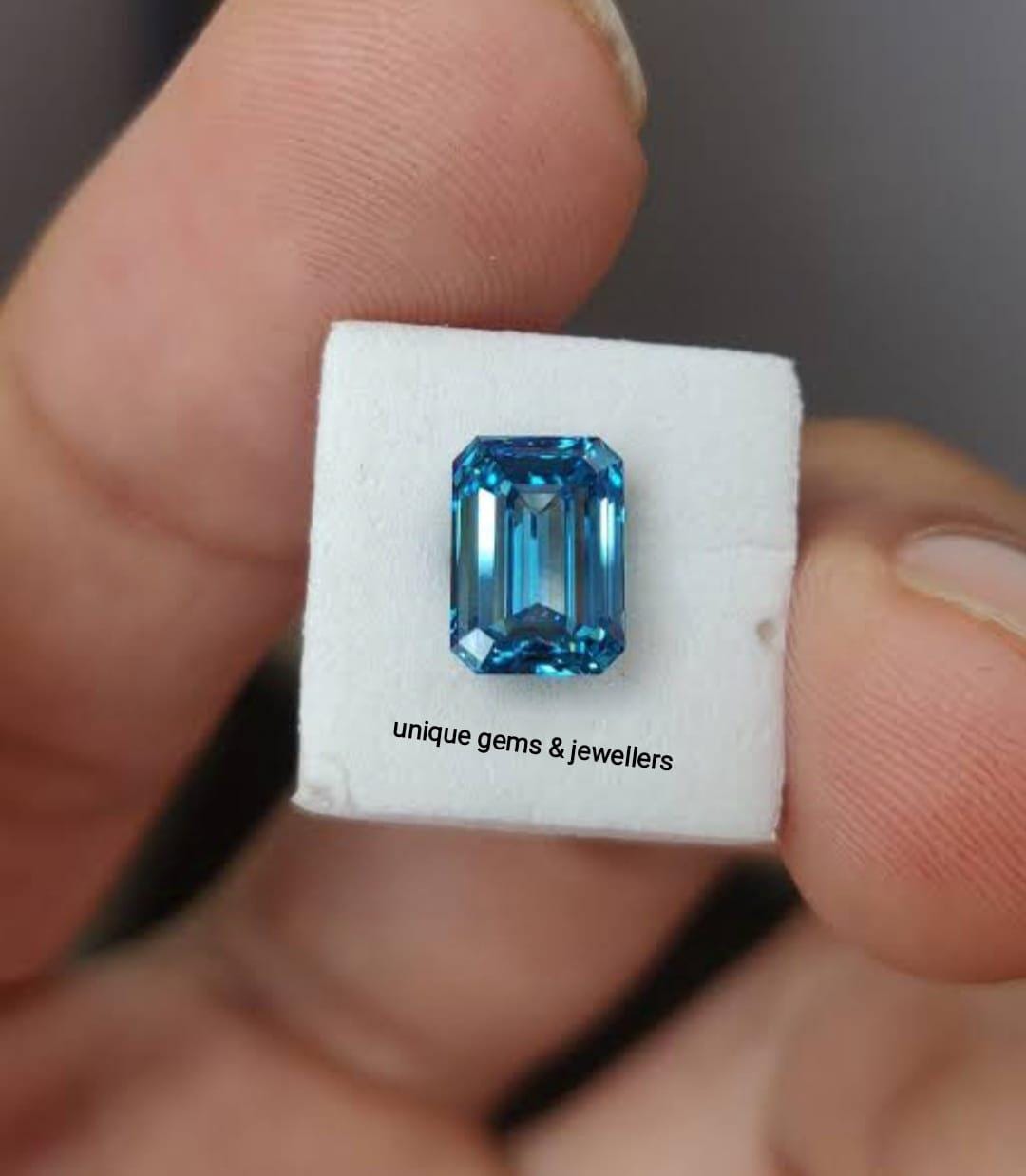 6x4 MM Fancy Blue Color Emerald Cut, Lab Grown Diamond VVS1 Gemstone ...