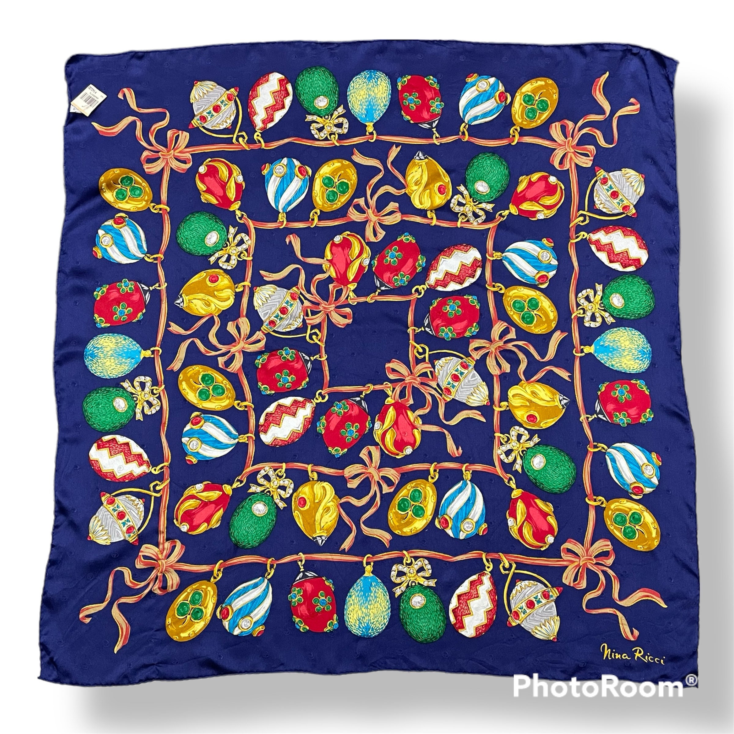 Vintage Nina Ricci Easter Eggs Made in Italy Silk Scarf Scarves Wrap ...