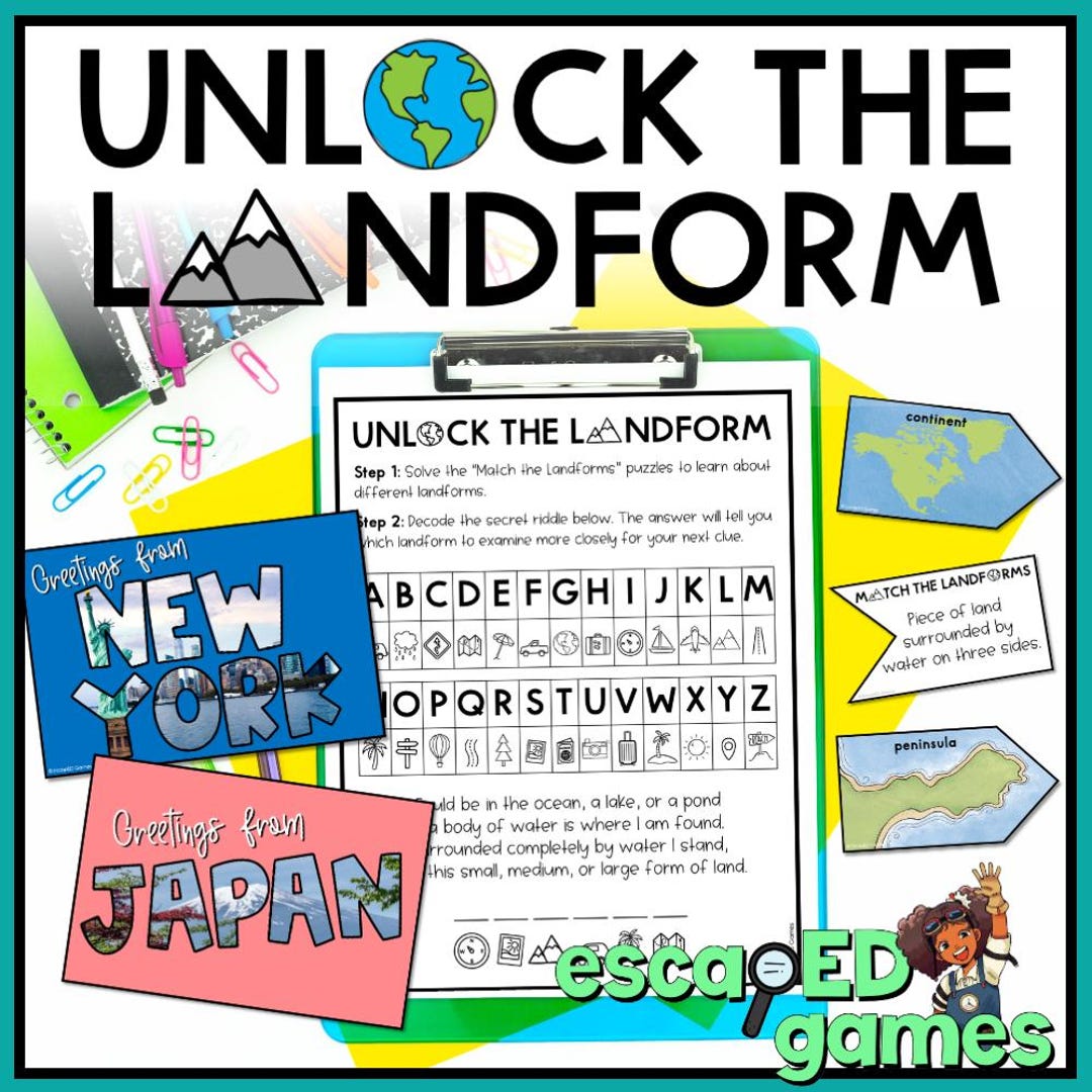 Escape Room Game Kit | Social Studies | Landforms | Maps Skills - Etsy