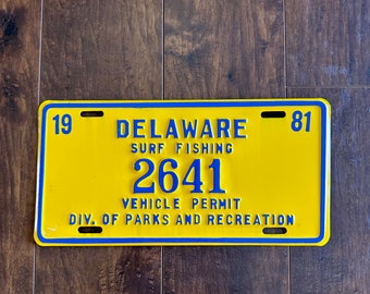 Delaware Surf Fishing Vehicle Permit 458 License Plate, Delaware ...