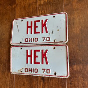 1970 Ohio HEK License Plate, Vintage License Plate, Ohio License Plate ...