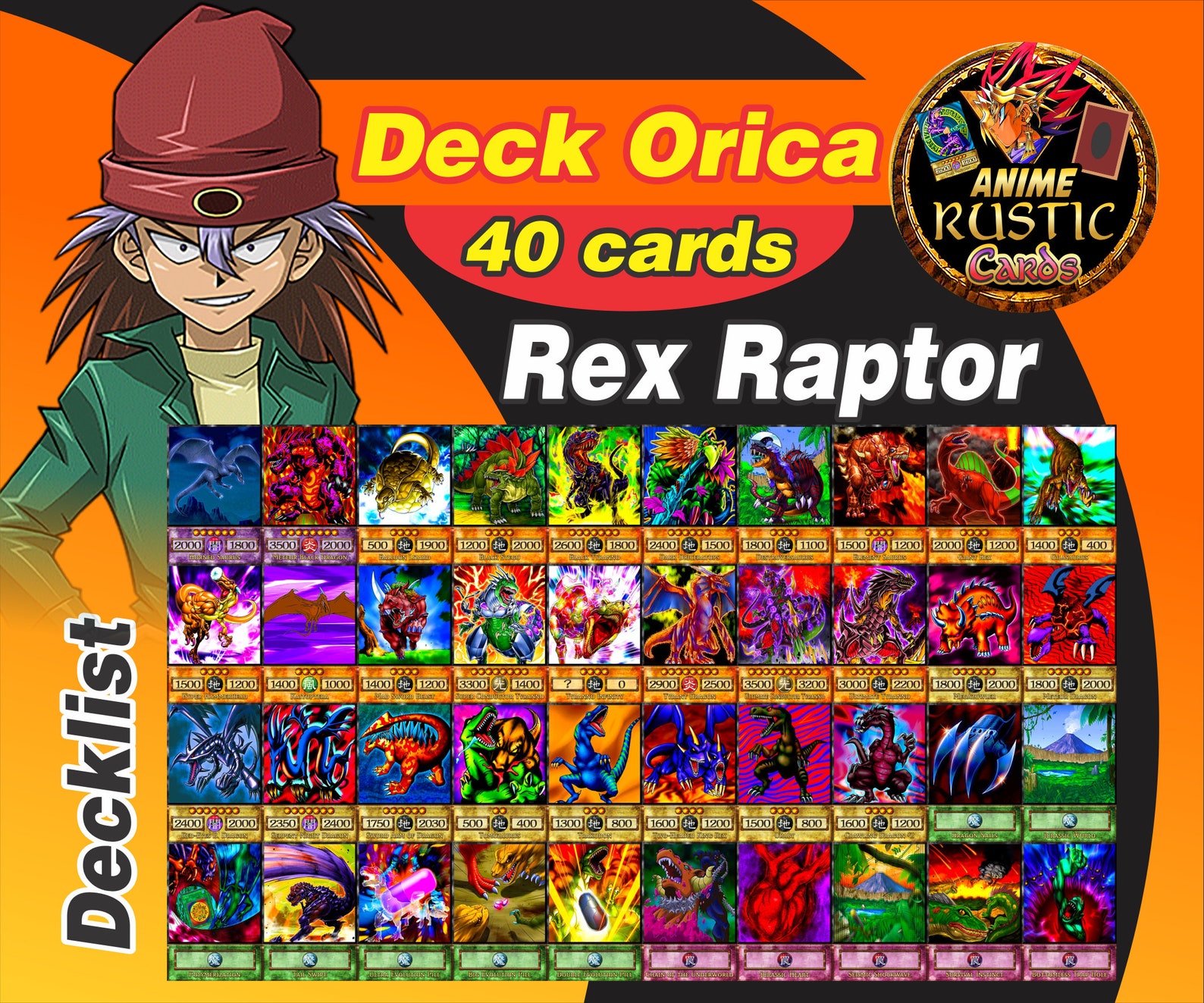 Rex Raptor Deck 40 cartas Anime Orica Yugioh | Etsy