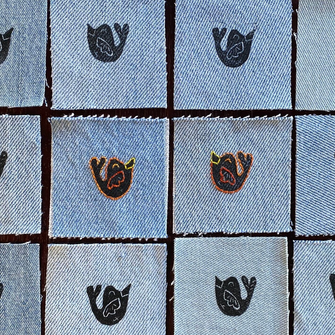 Set of Two Hand Embroidered Bird Patches, Slow Stitched Visible Mending ...