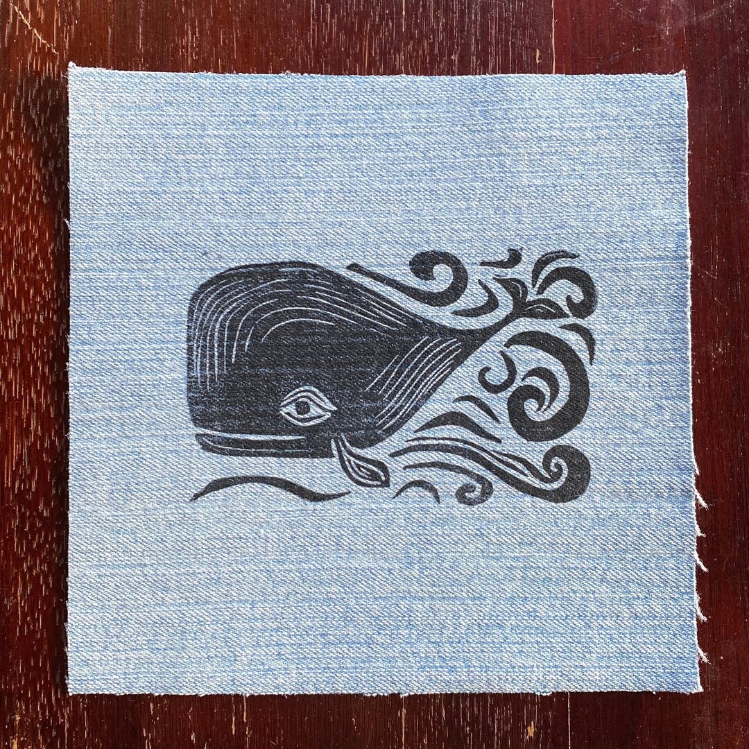 Whale Patch, Sperm Whale, Whale Print, Slow Stitch Visible Mending, Sew on Patch, Sustainable ...