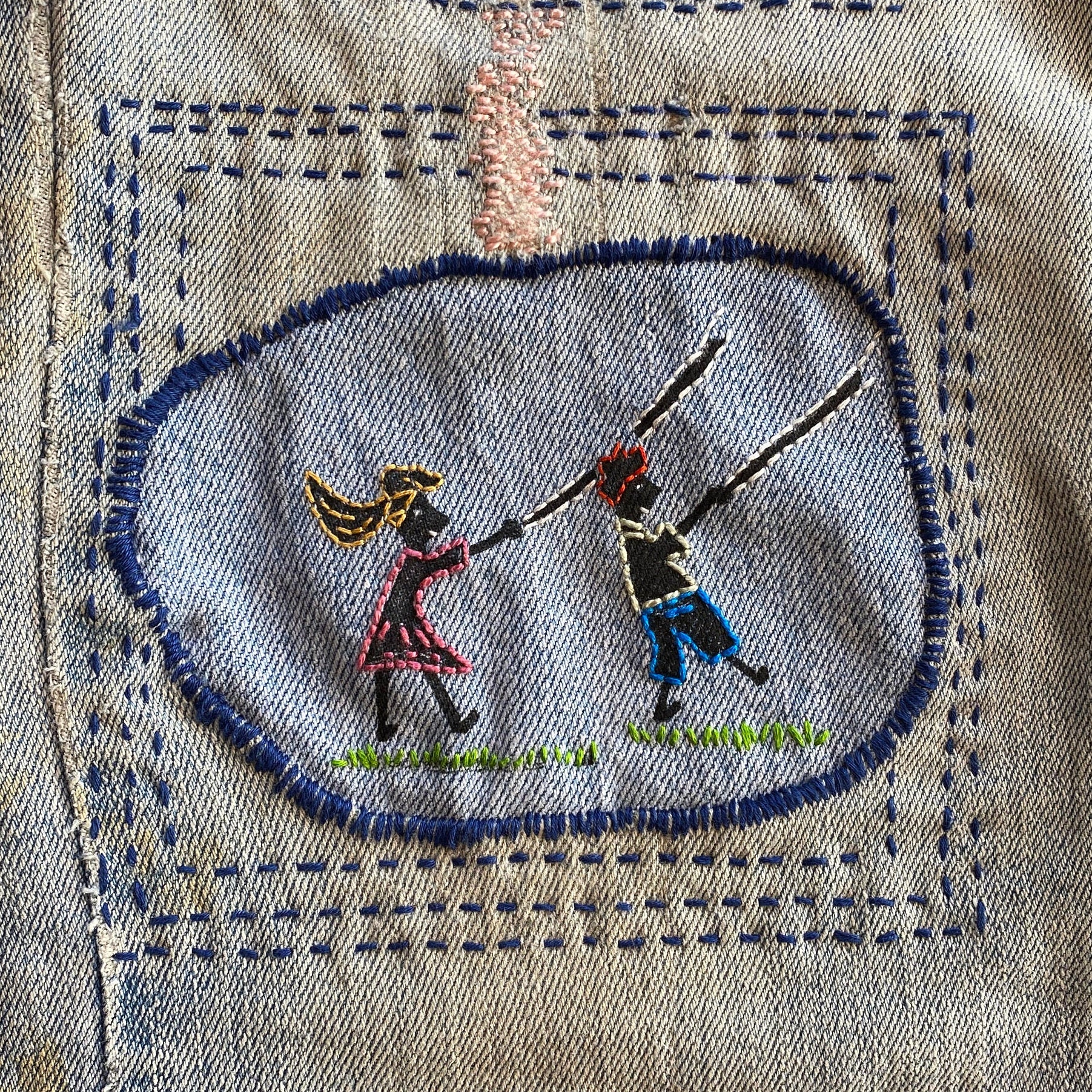 Set of Two Kite Flying Patches, Kite Prints, Slow Stitch Visible ...