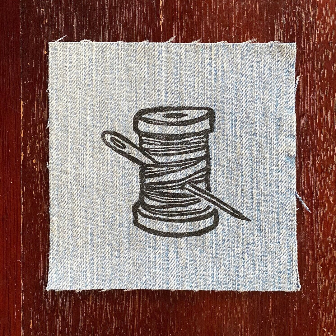 Spool of Thread Patch, Slow Stitch Visible Mending Patch, Upcycled ...