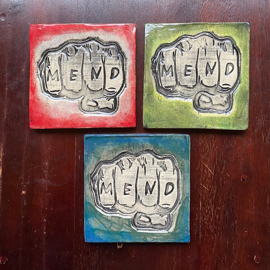 4" Mend Fist Tile, Mender Gift, Sustainable Living, Wall Art, Ceramic ...