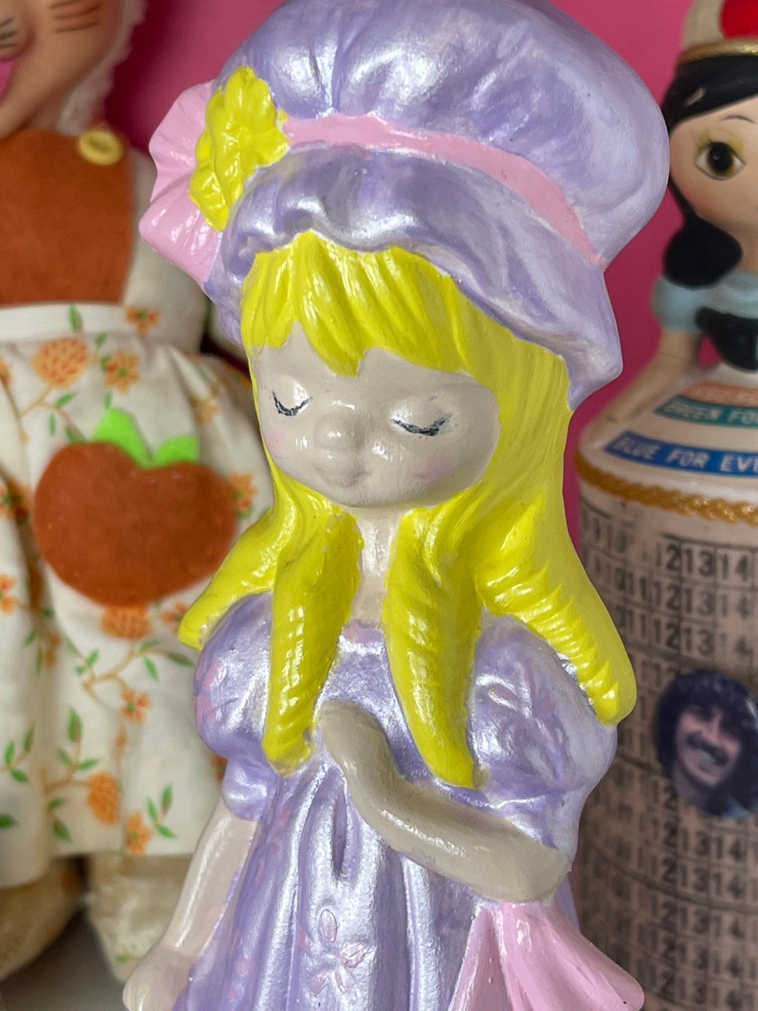 Vintage Hobbyist Mod Purple Dressed Blonde Hair Ceramic - Etsy