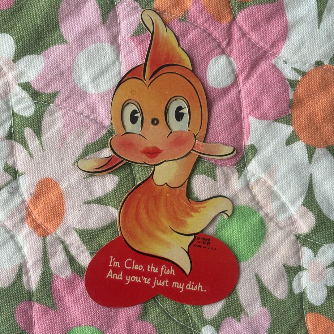 Vintage Cleo Fish Disney Vintage Valentine Card Pinocchio Mechanical ...