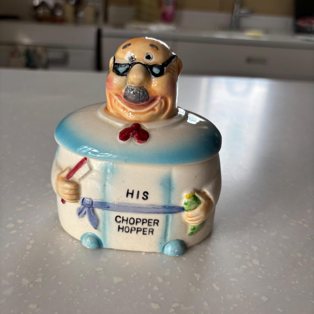 Chopper Hopper, Denture Holder Bathroom Storage…ceramic…comical Jar ...
