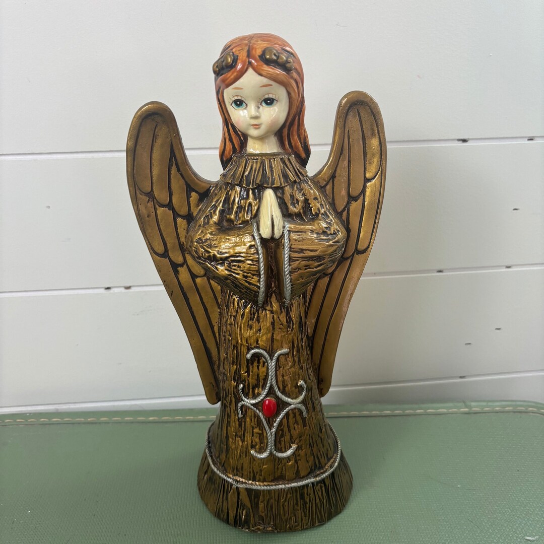 Vintage 1960s Pressed Paper Big Eye Angel Figure - Etsy
