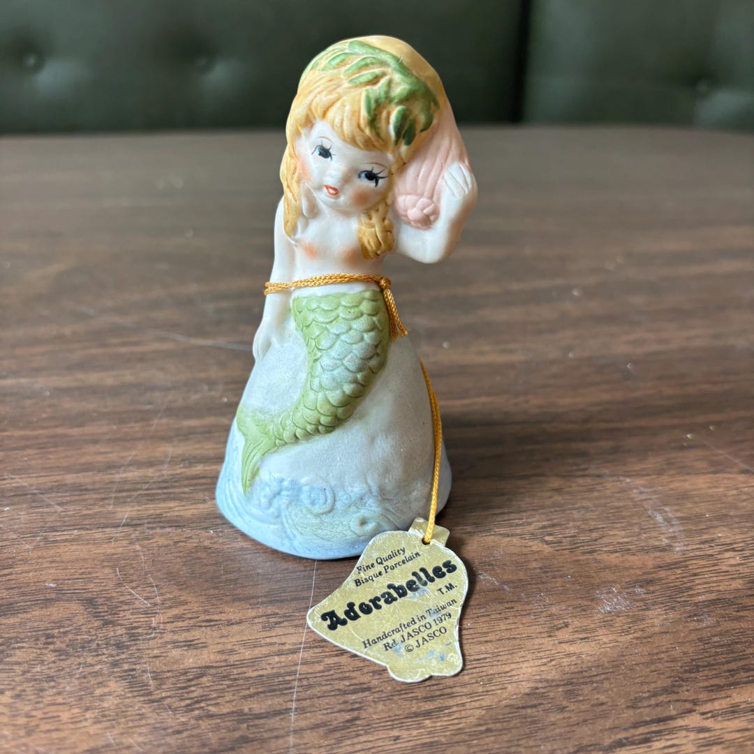Vintage 1979 Mermaid Bisque Porcelain 4" Bell Made by JASCO With TAG - Etsy
