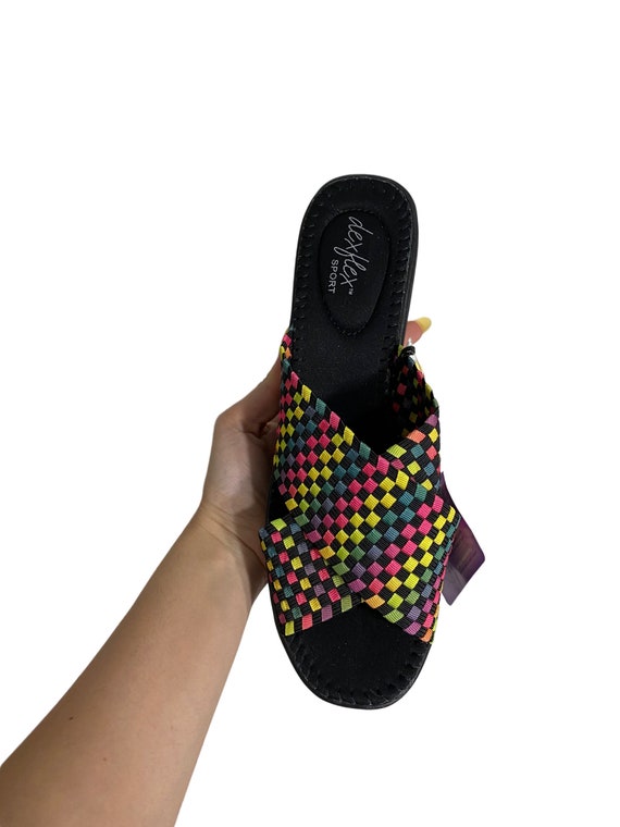 Y2K Checkered Colourful Chunky Platform Sandals Size … - Gem