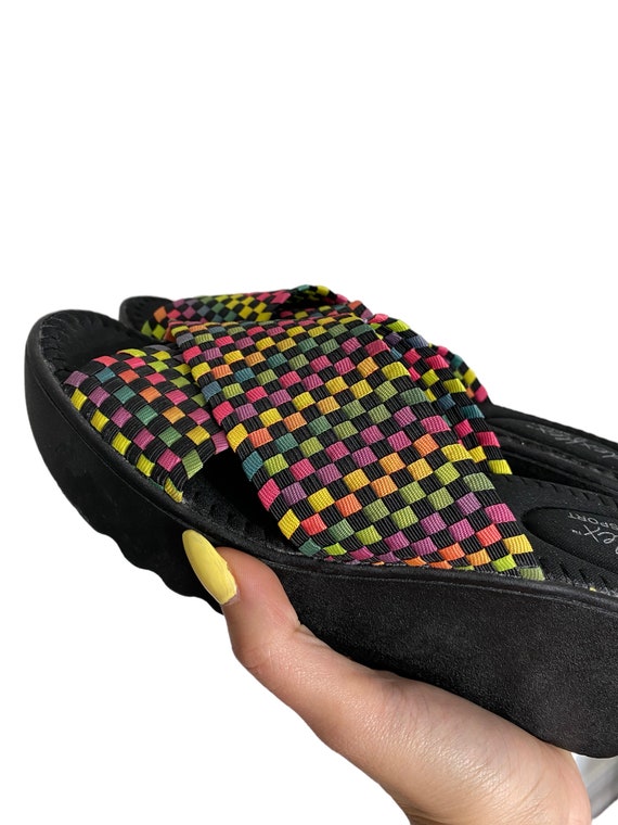 Y2K Checkered Colourful Chunky Platform Sandals Size … - Gem