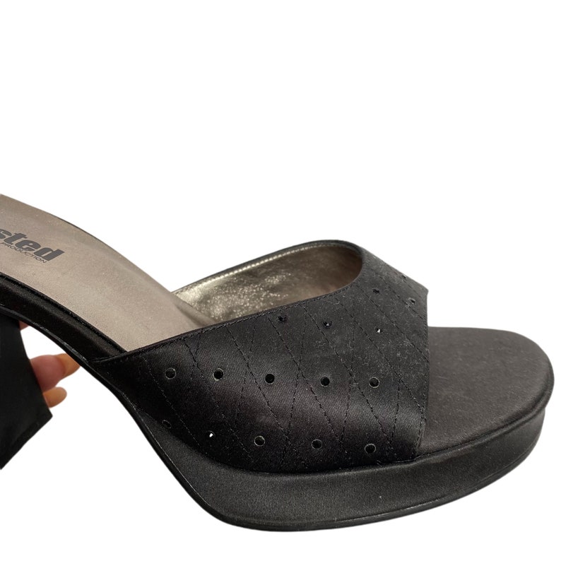 Y2K Vintage Black Sparkly Platform Mules - Etsy